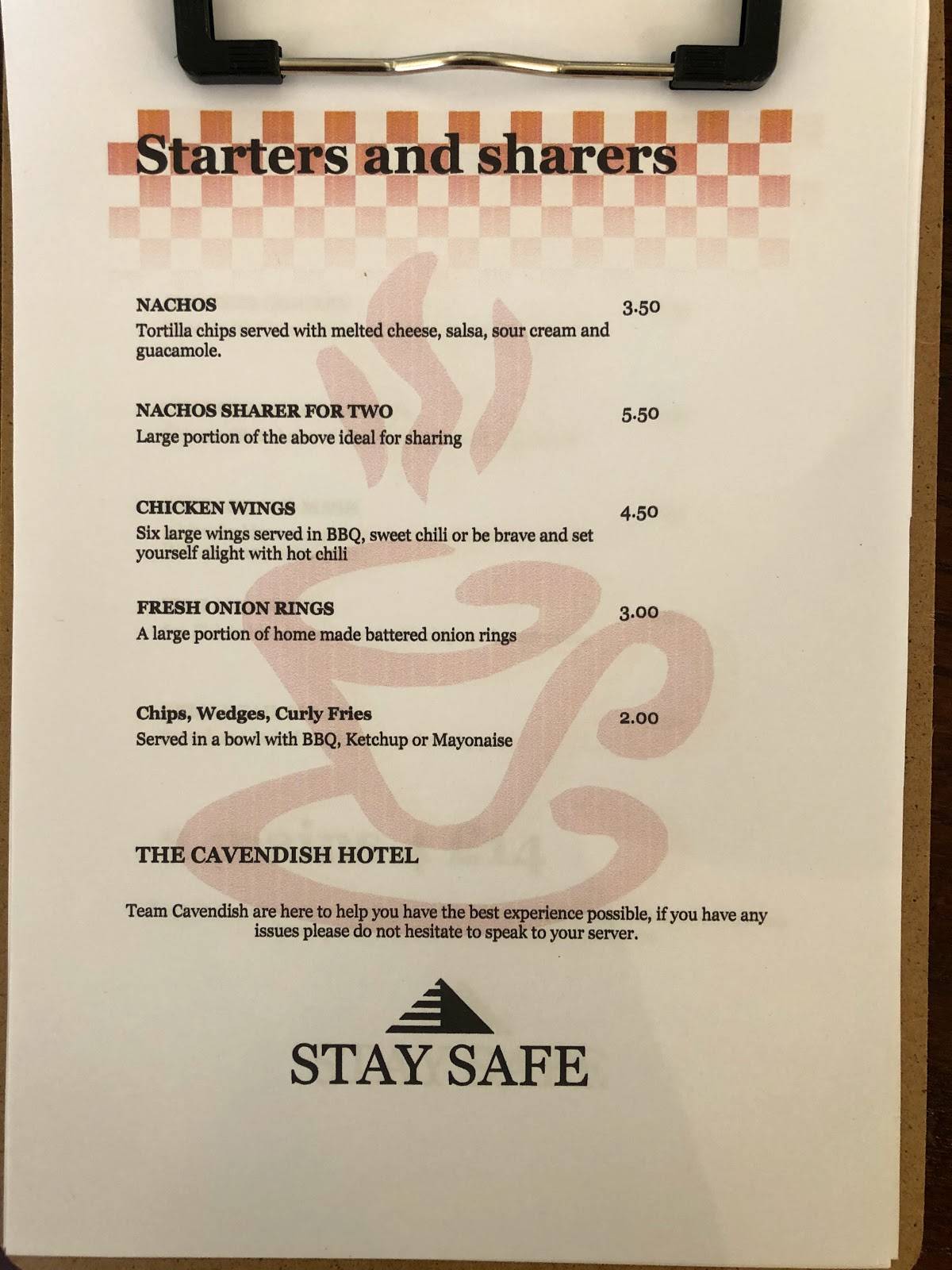 Menu at Cavendish pub & bar, Bolsover