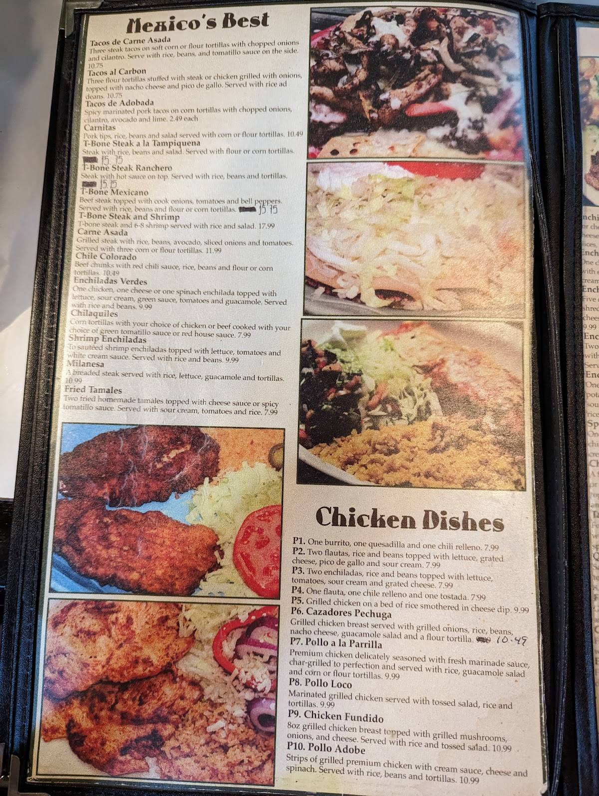 Menu at Cazadores restaurant, Ridgeland