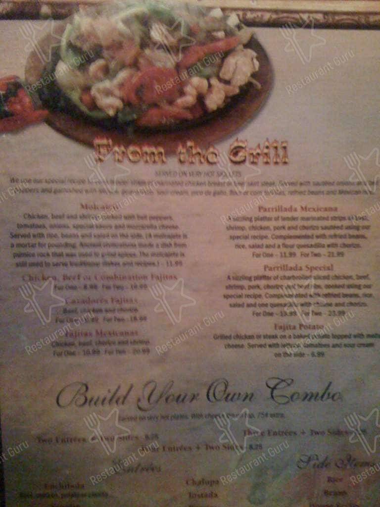 Menu at Cazadores restaurant, Ridgeland