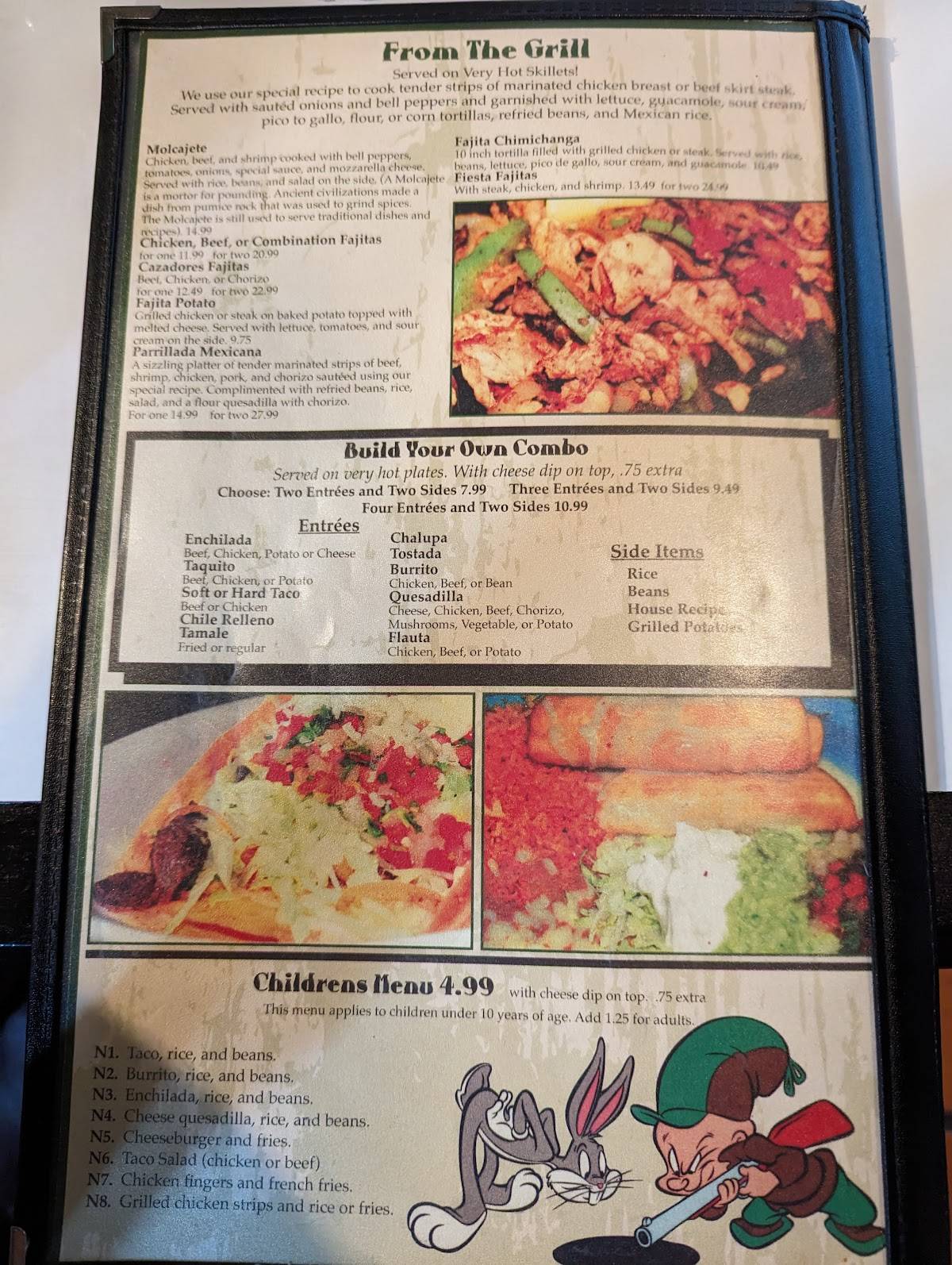 Menu at Cazadores restaurant, Ridgeland