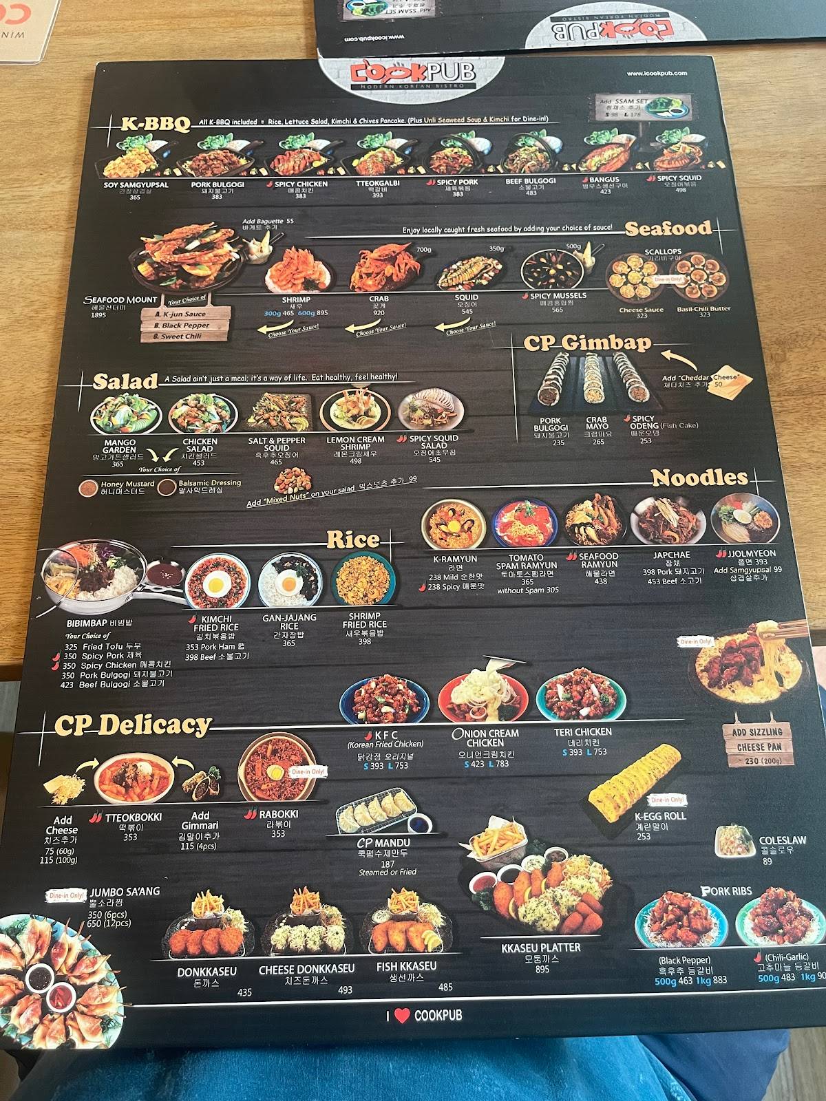 Menu at CookPub - Cebu Mactan, Lapu-Lapu City