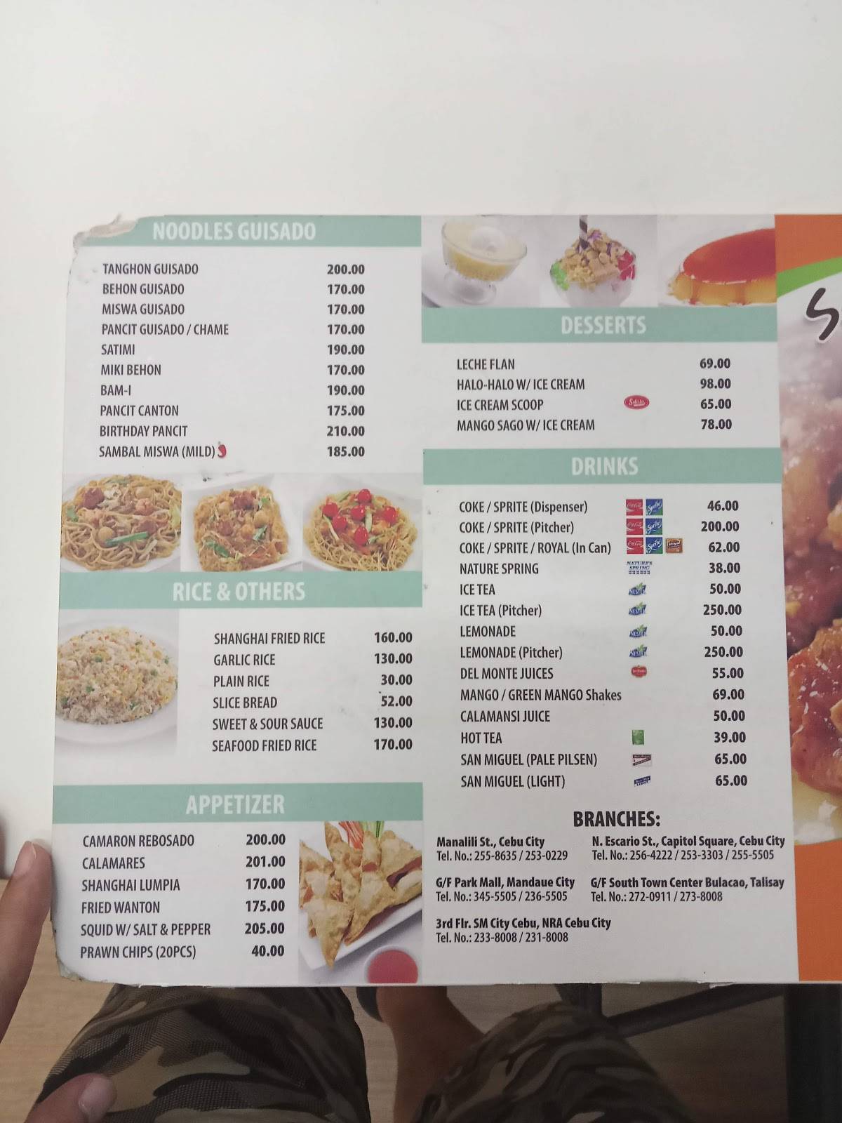 Menu at Manila Foodshoppe - Manalili St. restaurant, Cebu City, Manalili St