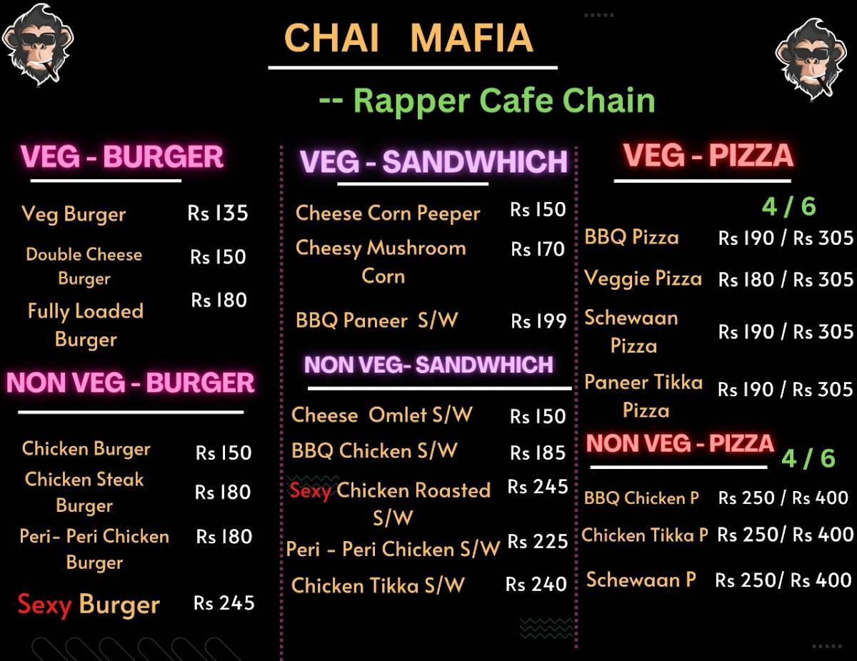 Menu at Chai Mafia, Kolkata