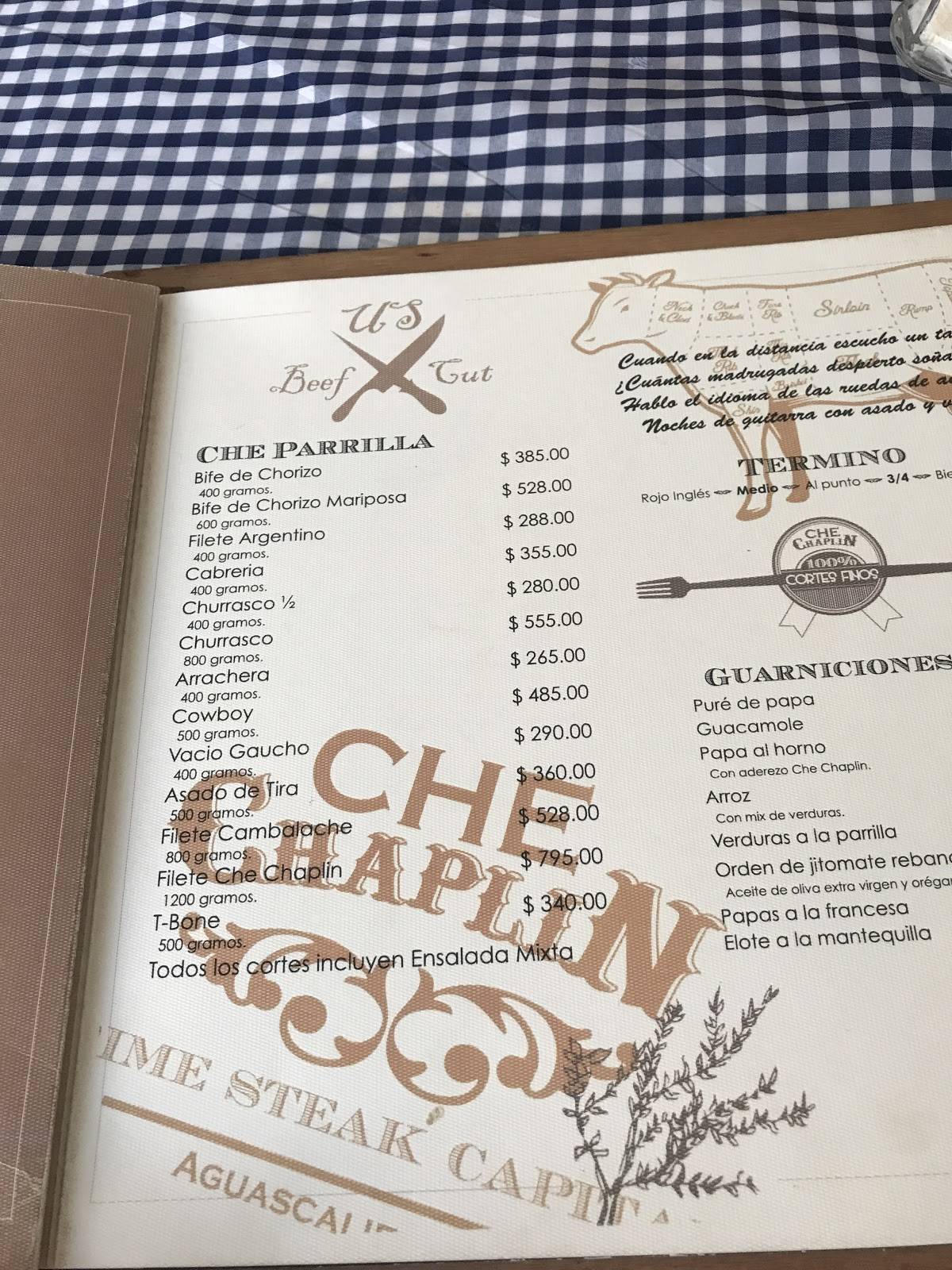 Carta del restaurante Chaplin Aguascalientes, Jesús María