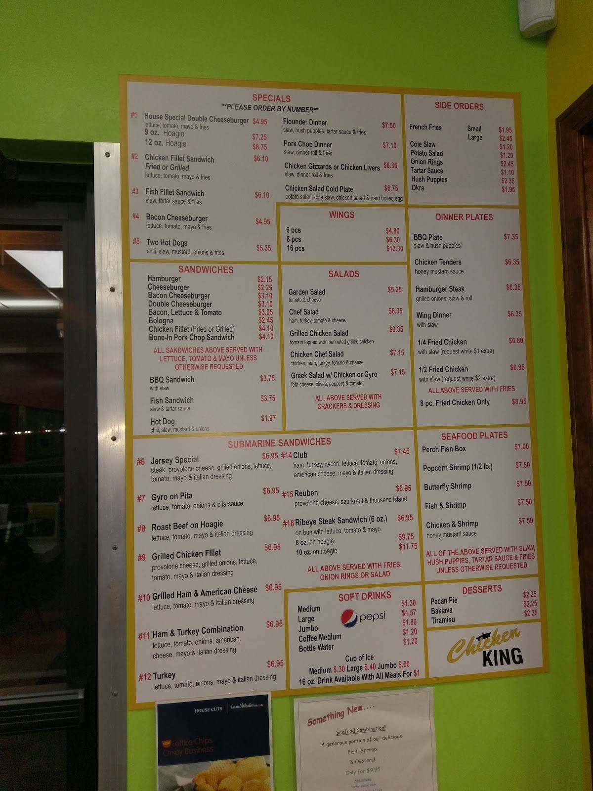 Menu at Chicken King restaurant, Charlotte, General Dr