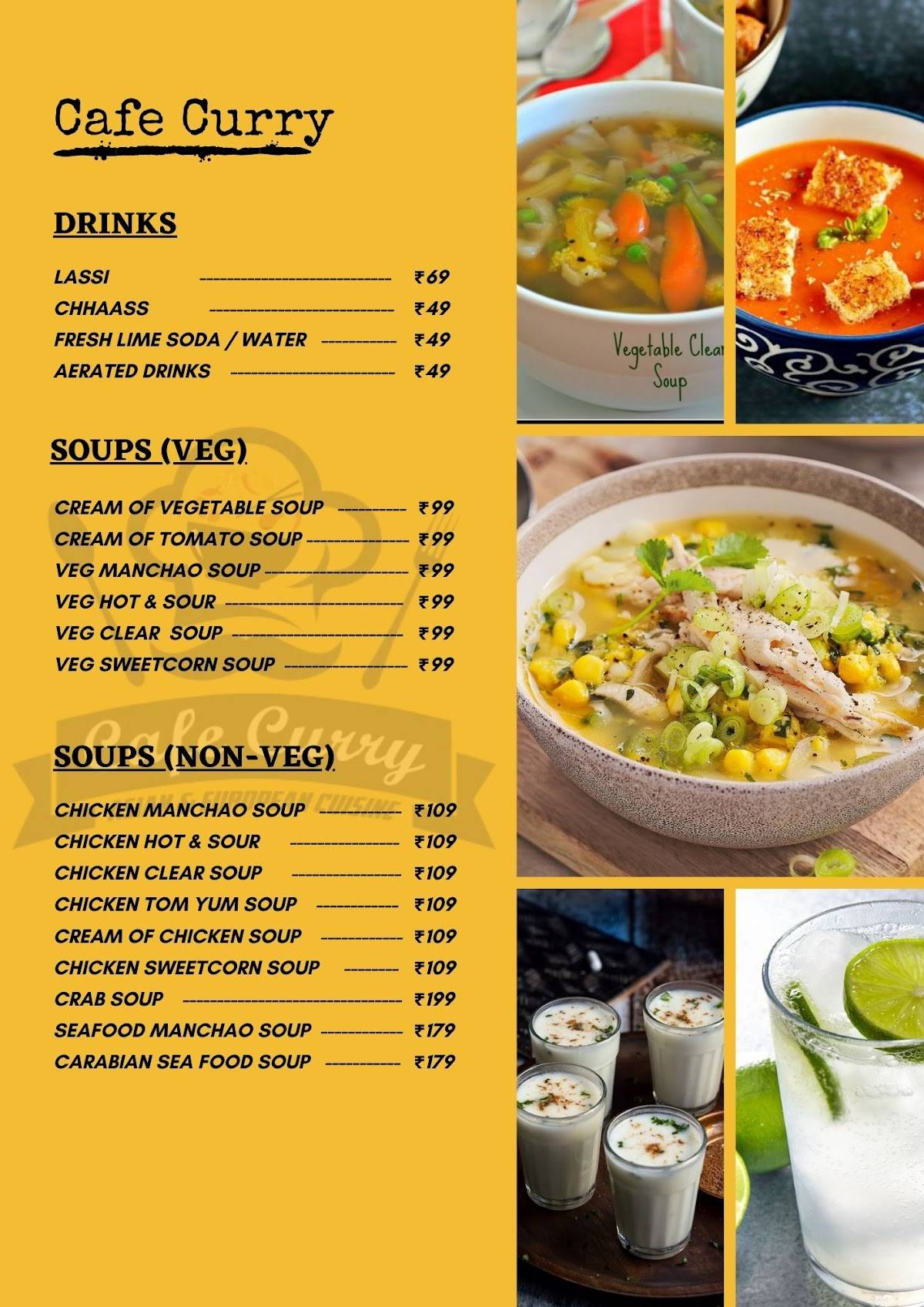 Menu at Cafe Curry, Chennai