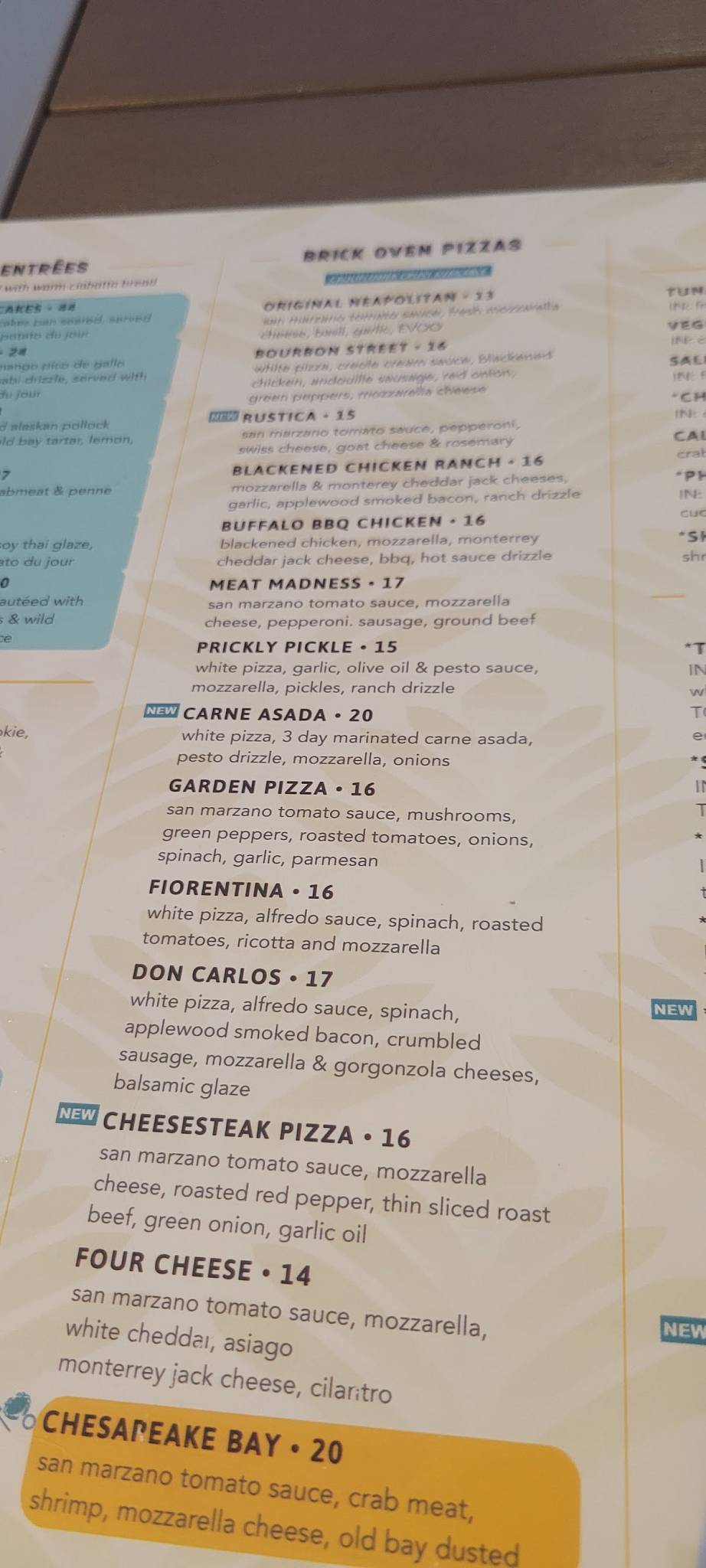 Menu at Chesapeake Inn Restaurant & Marina, Chesapeake City