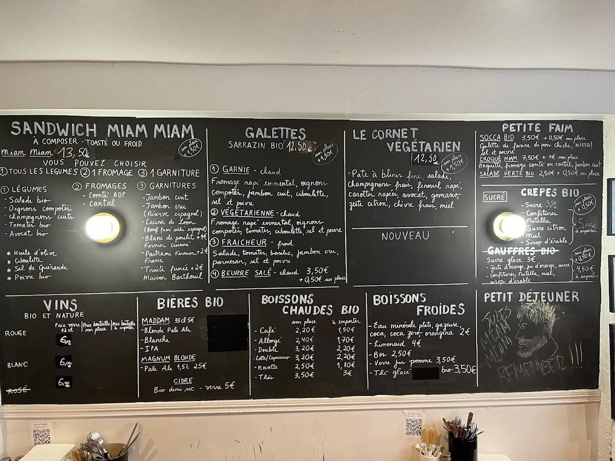 Menu at Chez Alain Miam Miam fast food, Paris