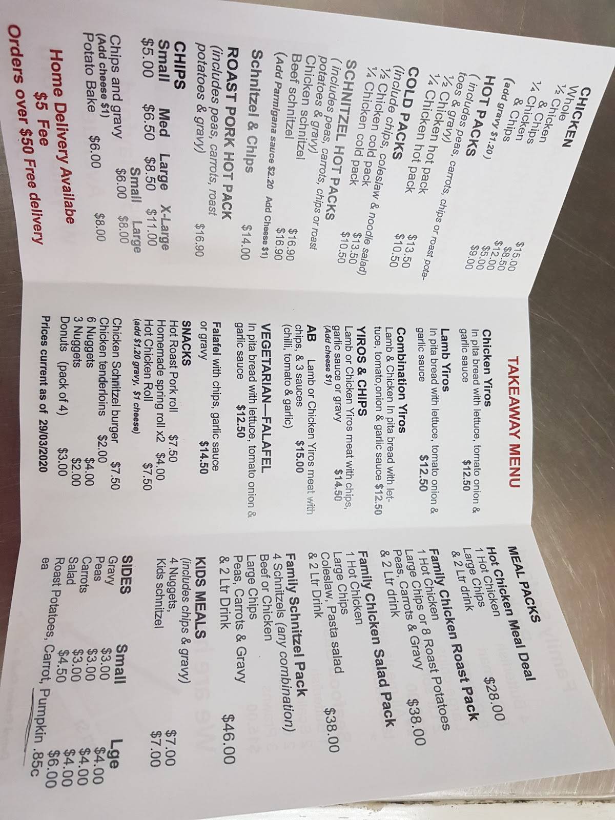 Menu at Chicken Coupe Whyalla fast food, Whyalla Playford