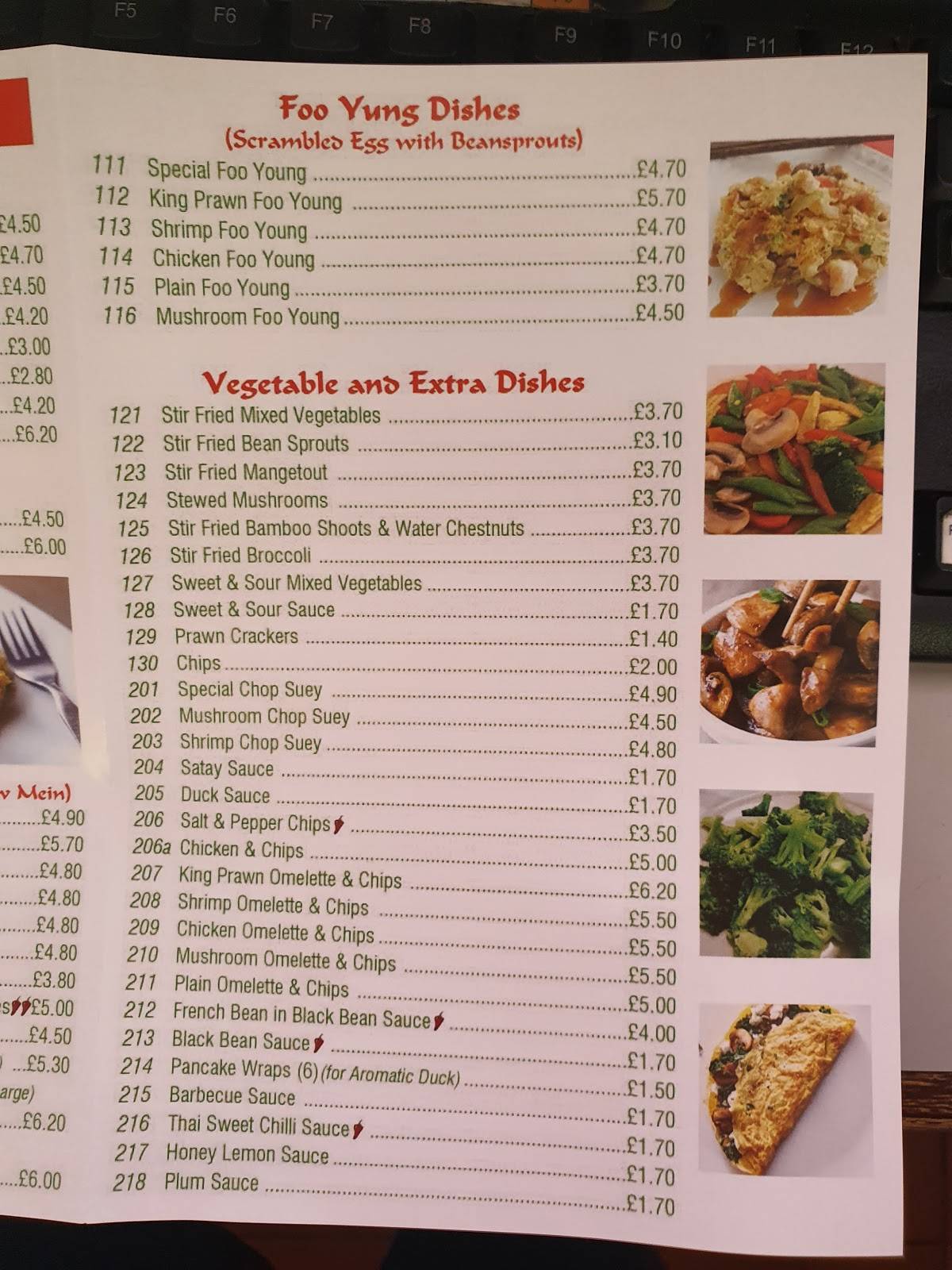 Menu at Chinatown fast food, Ringwood