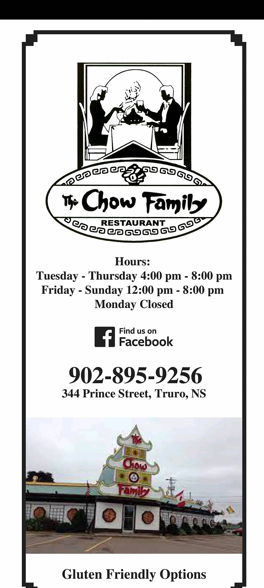 Menu at Chow Family Restaurant, Truro