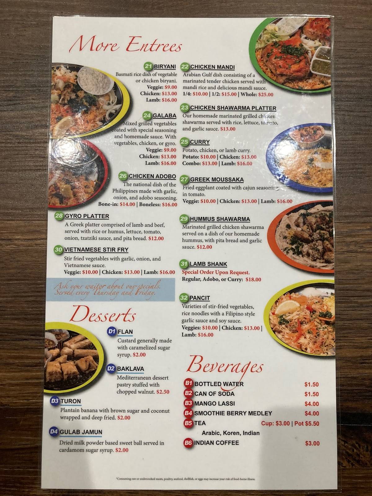 Menu at Circle of Friends Restaurant, Findlay, 125 W Sandusky St