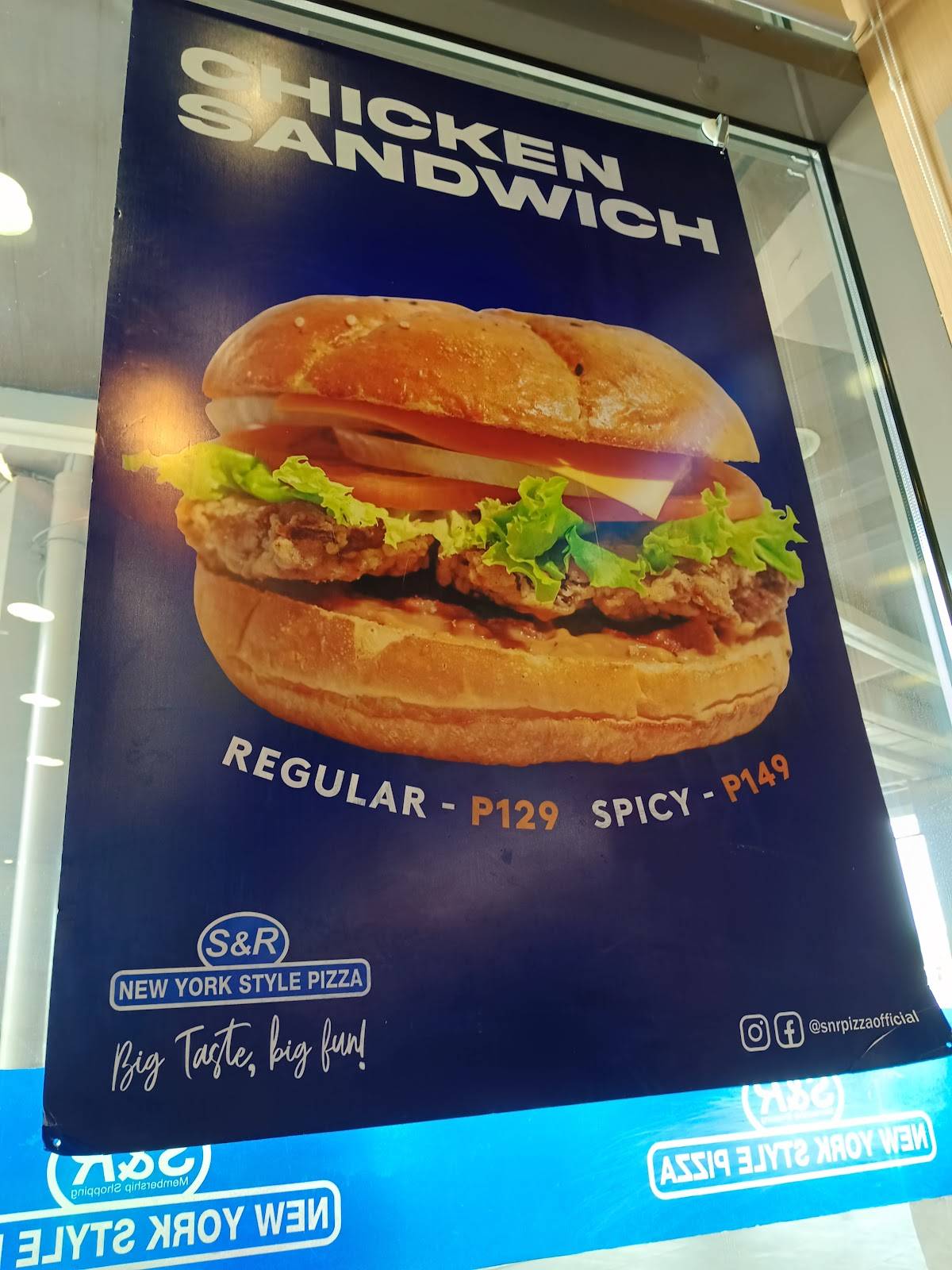 Menu at S&R New York Style Pizza restaurant, City of Balanga