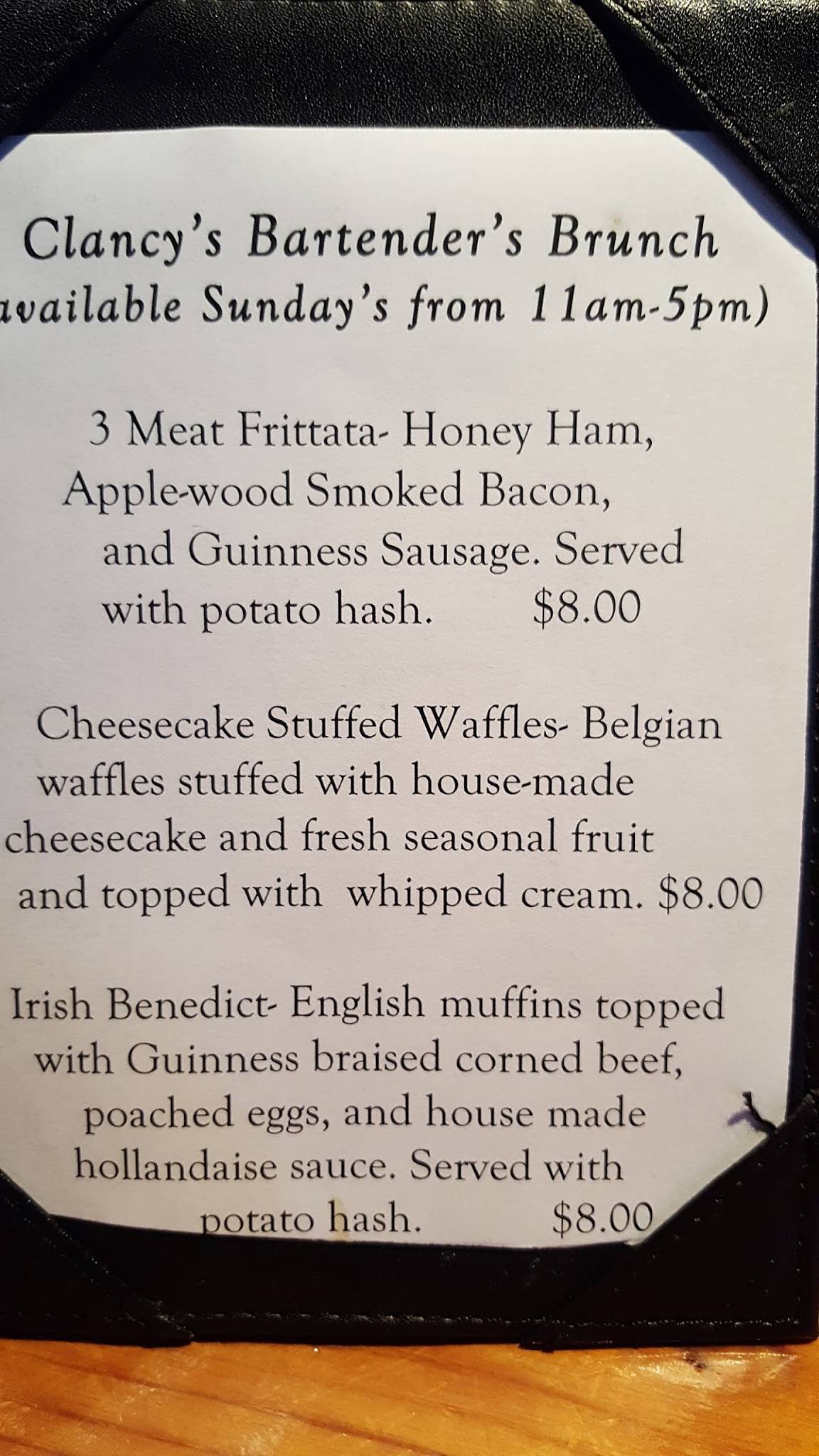 Menu at Clancy's Tavern & Whiskey House pub & bar, Knoxville
