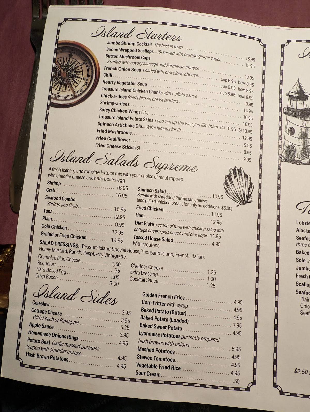 Menu at Treasure Island Supper Club, Dayton