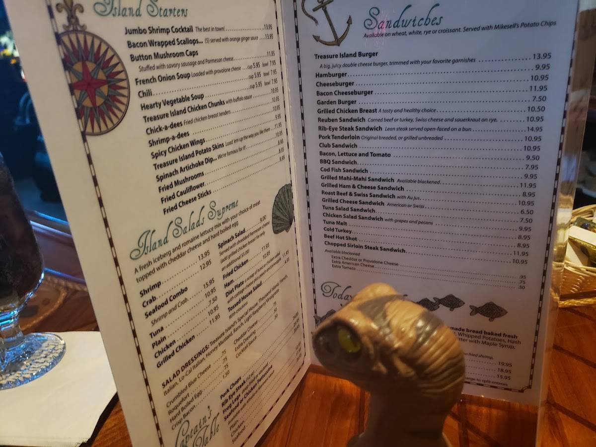 Menu at Treasure Island Supper Club, Dayton