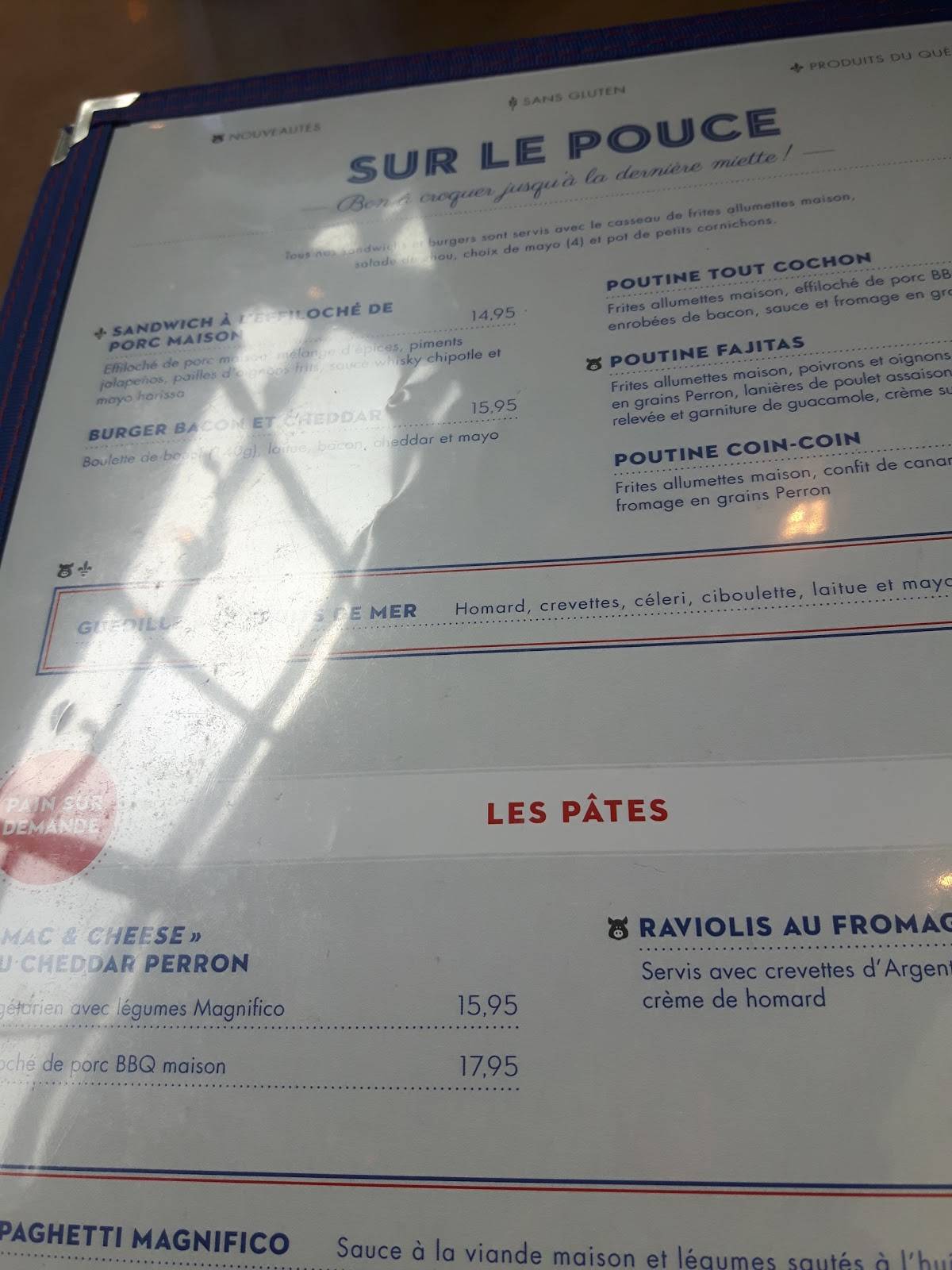 Menu au Cochon Dingue Lebourgneuf restaurant, Québec, Bd Lebourgneuf