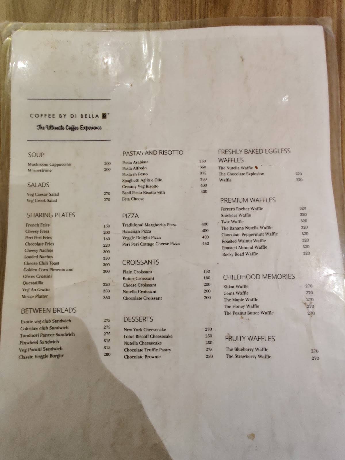 Menu at Coffee By Di Bella, Ahmedabad, Ground Floor