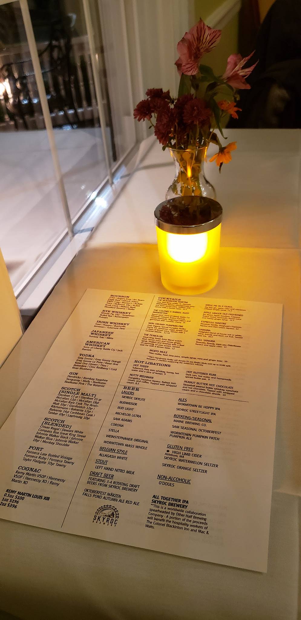 Menu at Colonel Blackinton Inn restaurant, Attleboro