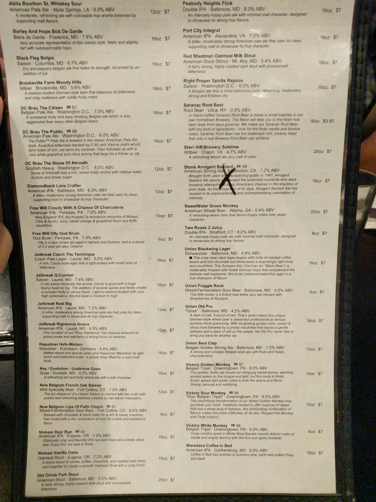 Menu at The White Oak Tavern pub & bar, Ellicott City, Baltimore ...