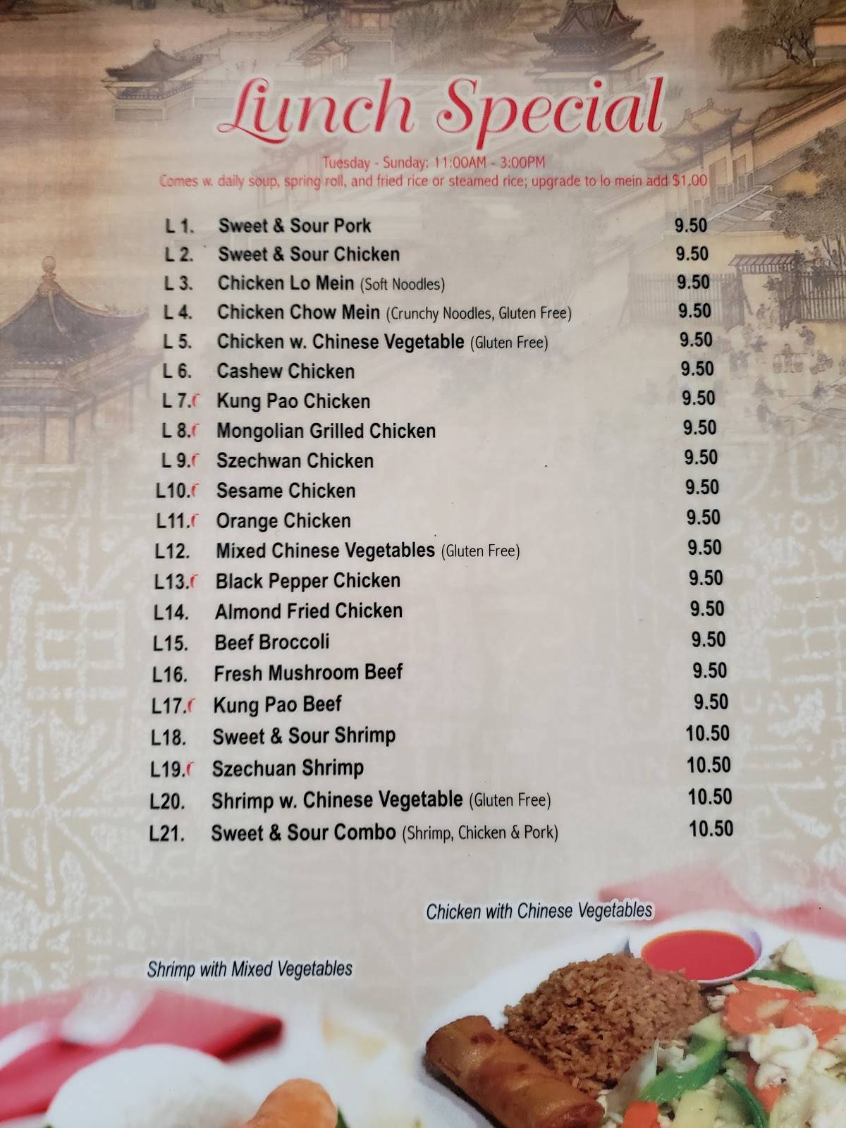 Menu at Dragon Village restaurant, Colville