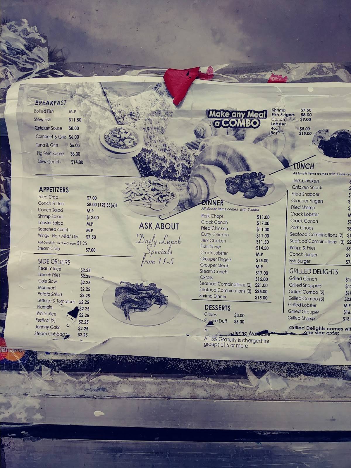 Menu at Conch Heaven restaurant, Miami, NW 27th Ave