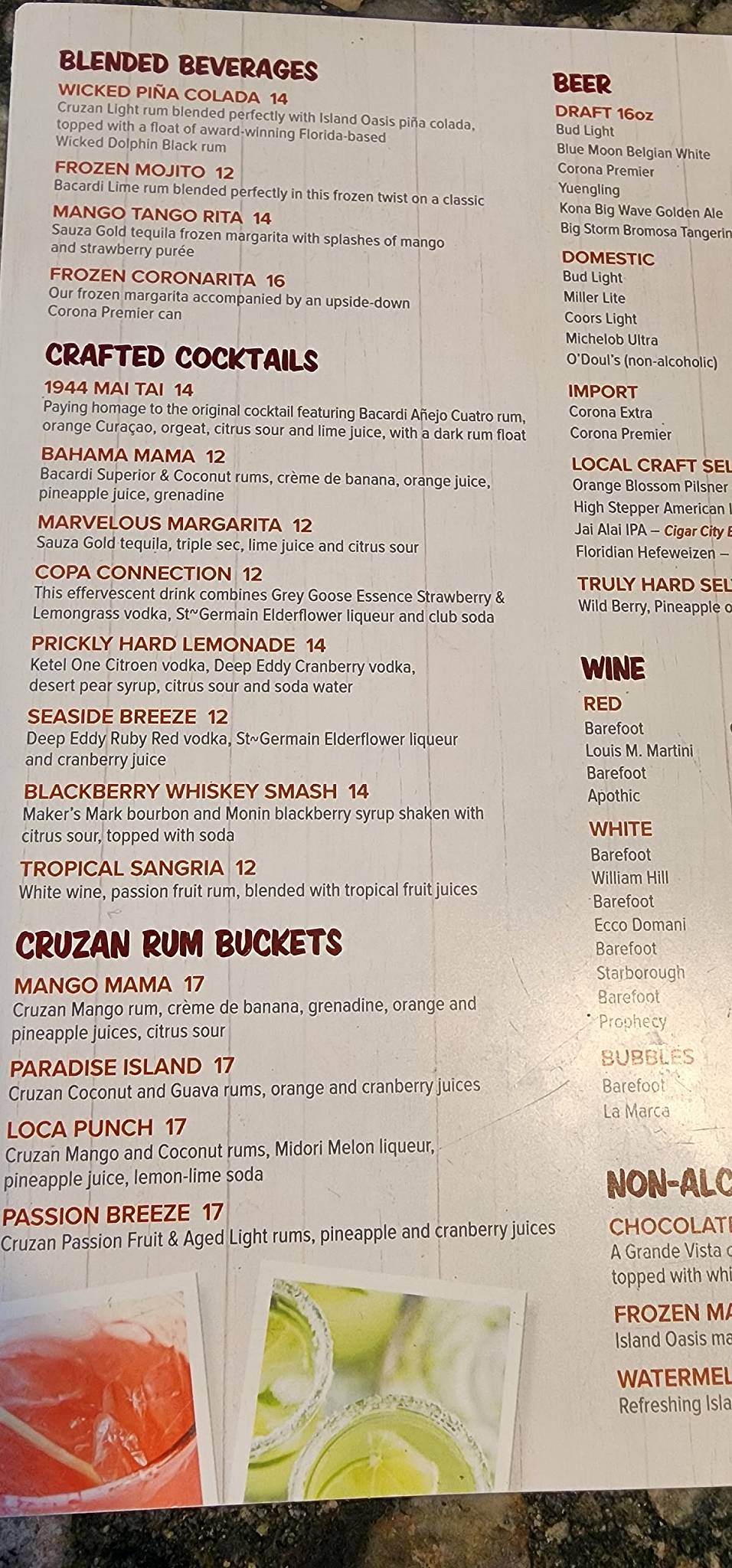 Menu at Copa Loca Bar & Grill, Orlando