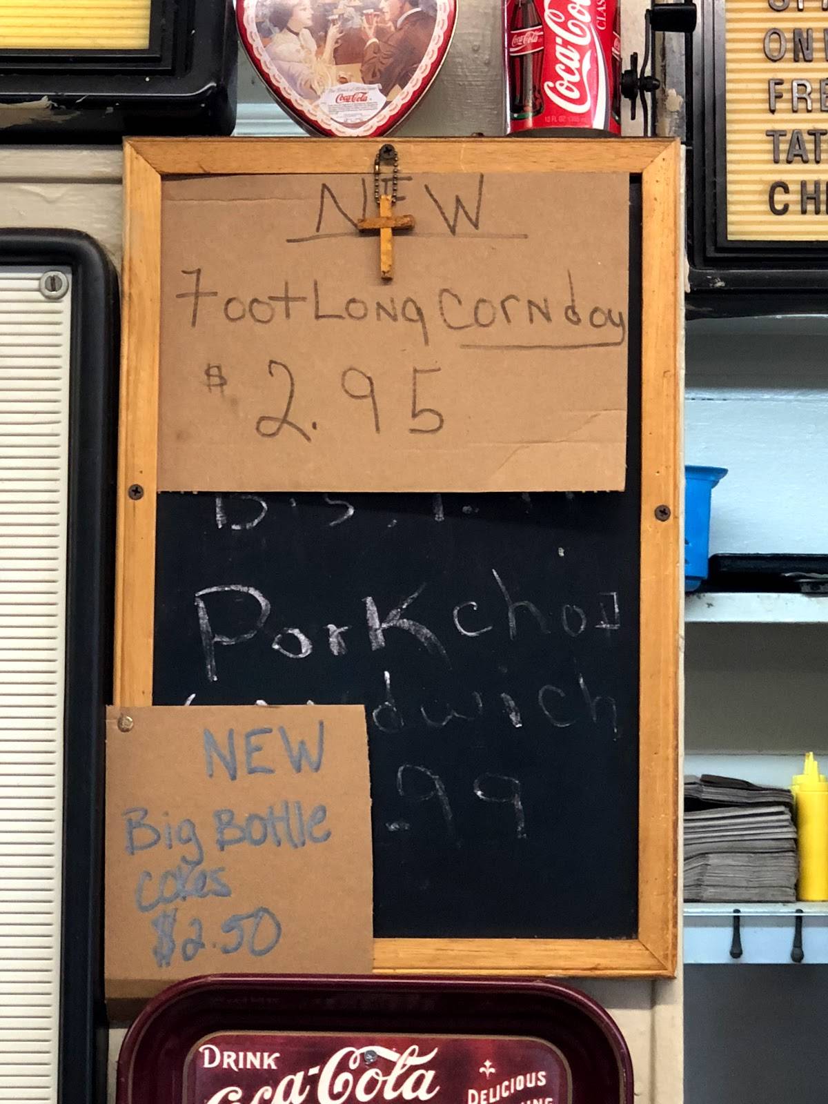 Menu at White Trolley Cafe, Corinth, US-72
