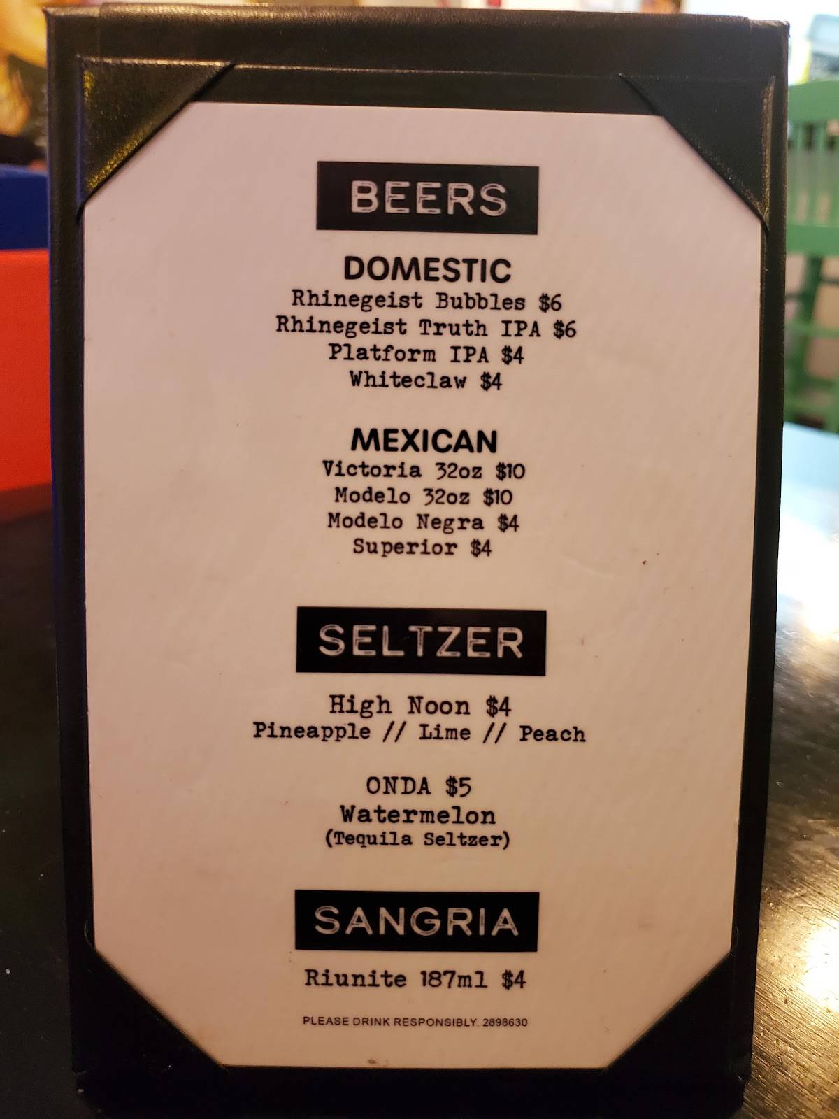 Menu at OLLA Taqueria restaurant, Covington
