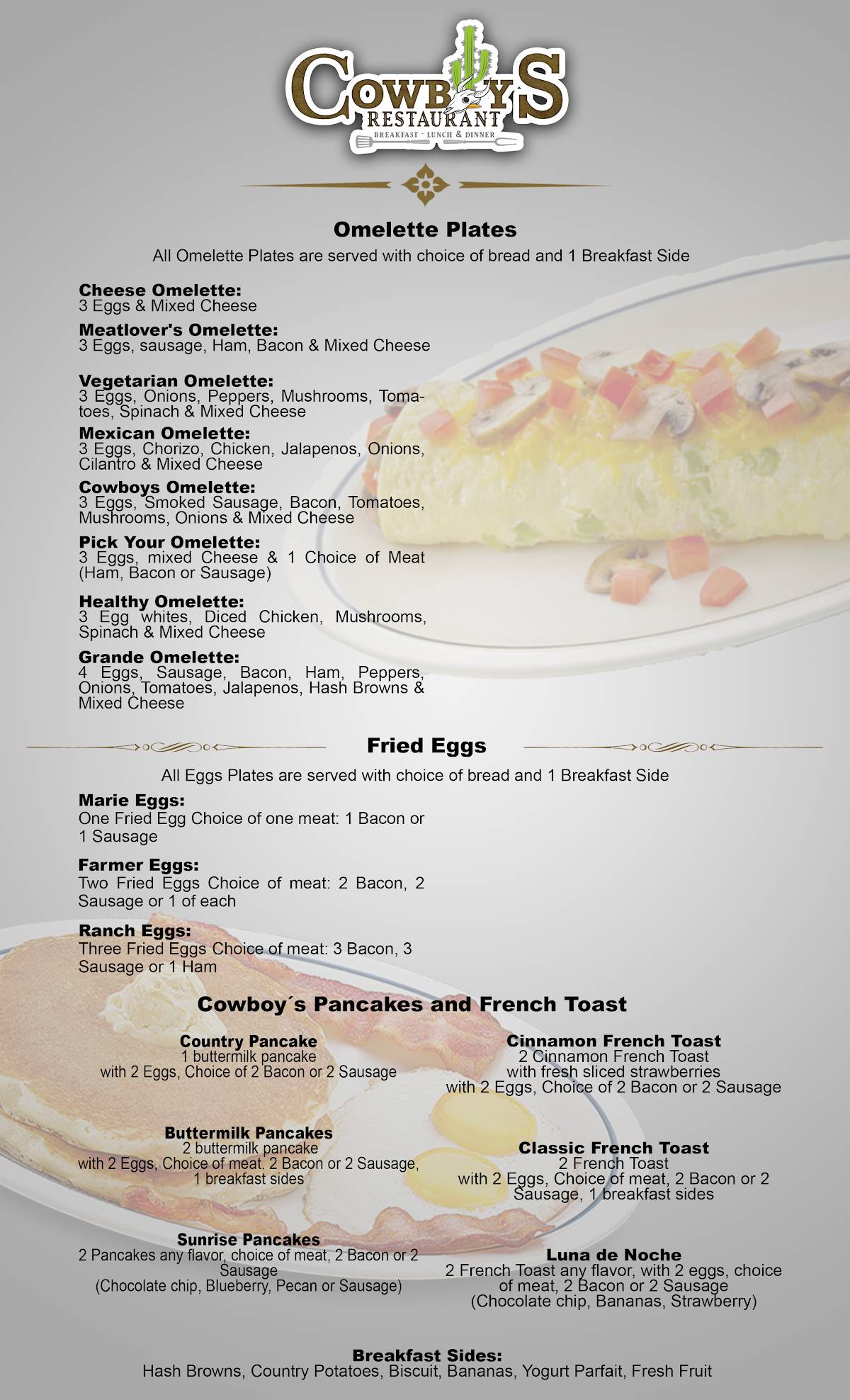 Menu at Cowboys Restaurant, Krum