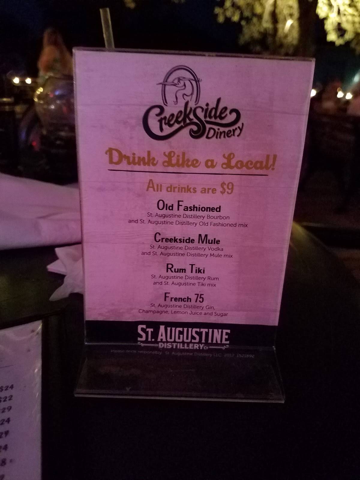 Menu at Creekside Dinery restaurant, St. Augustine