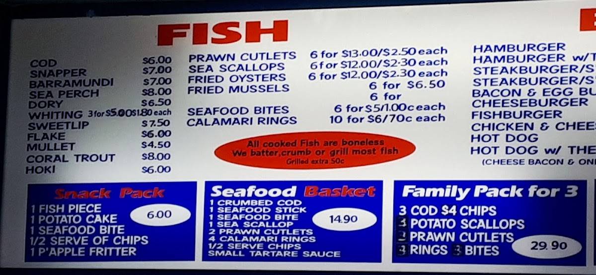 Menu at Crustaceans Seafood fast food, Cannon Hill