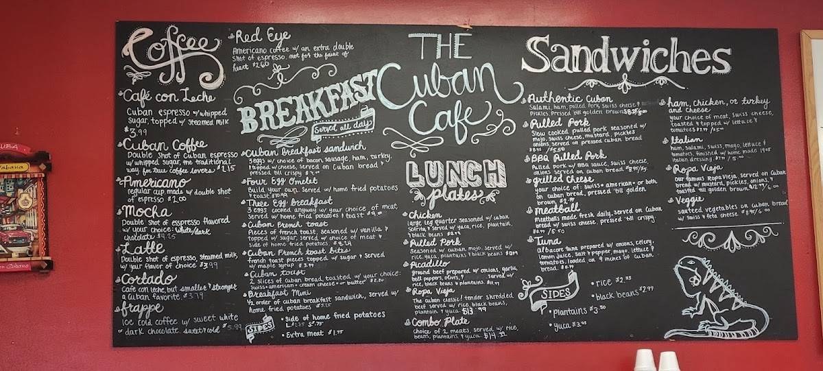 Menu at Cuban Cafe, Baytown