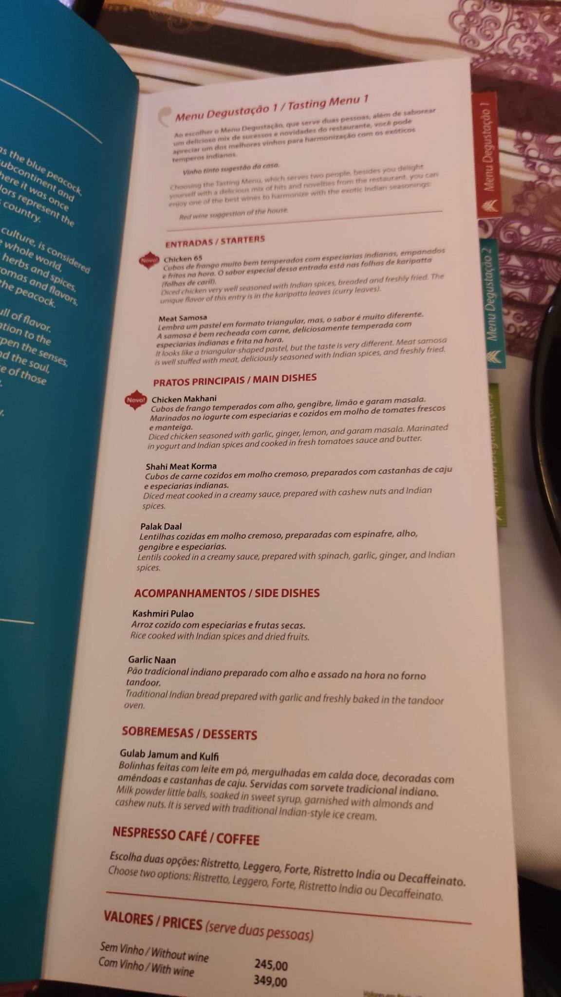 Menu em Swadisht Traditional Indian Cuisine restaurante, Curitiba, R ...