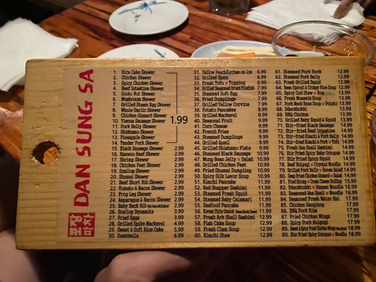 Menu at Dan Sung Sa restaurant, Los Angeles, W 6th St