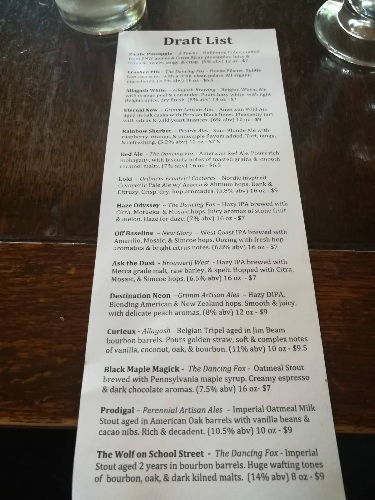 Menu at Dancing Fox Winery & Brewery restaurant, Lodi