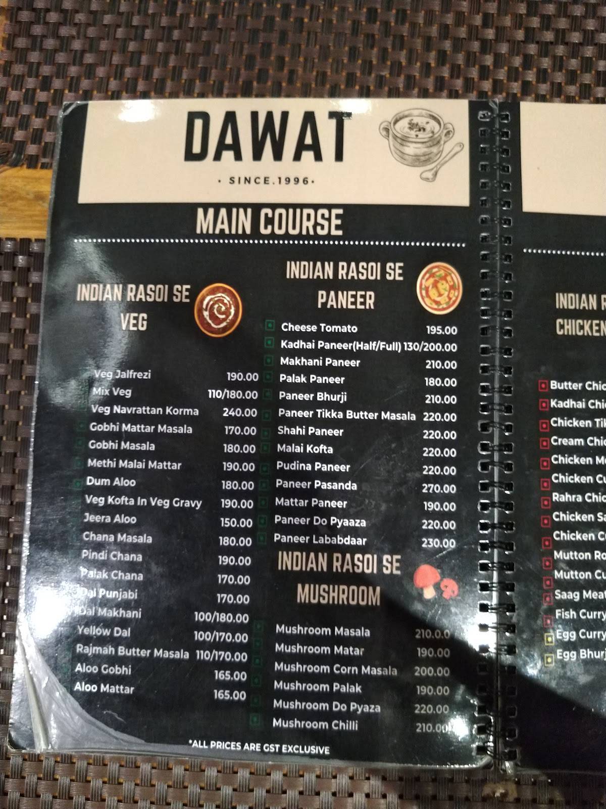 Menu at Dawat Restaurant, Baddi, Near Canara Bank