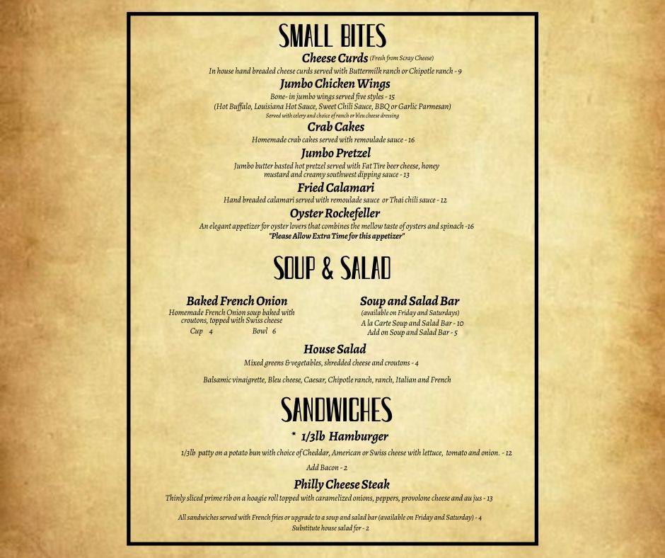 Menu at The Marq Supper Club, Banquet and Catering, De Pere