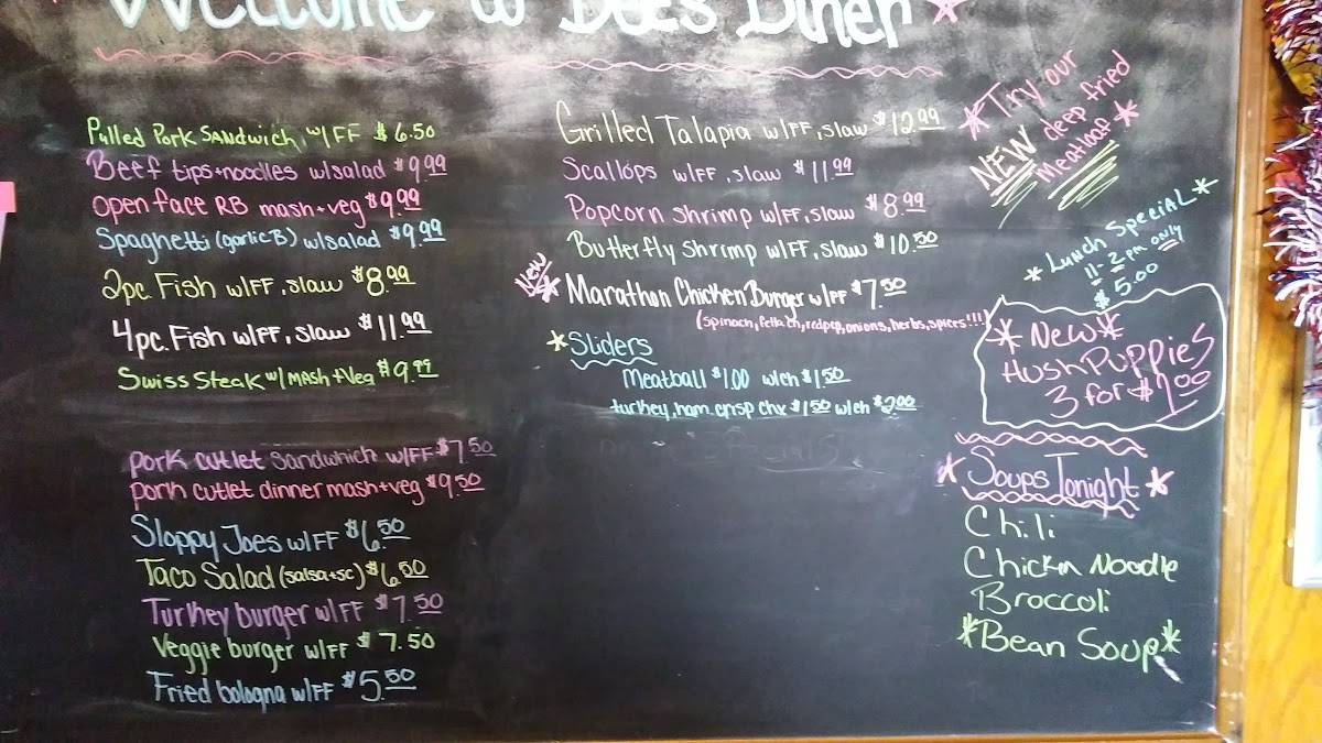 Menu at Dee's 50'S Place Diner restaurant, Barberton