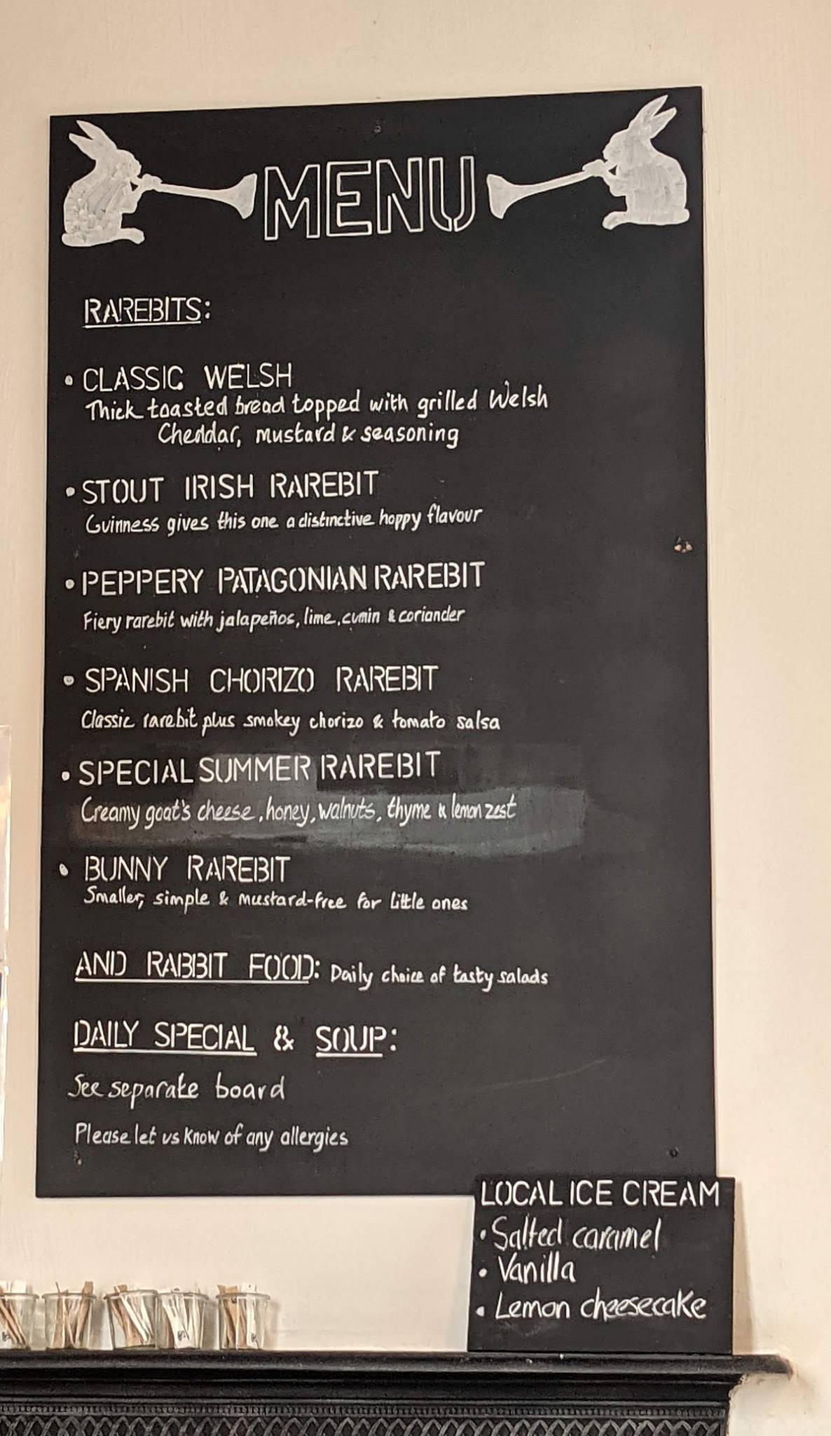 Menu at THE INTERNATIONAL WELSH RAREBIT CENTRE cafe, Defynnog