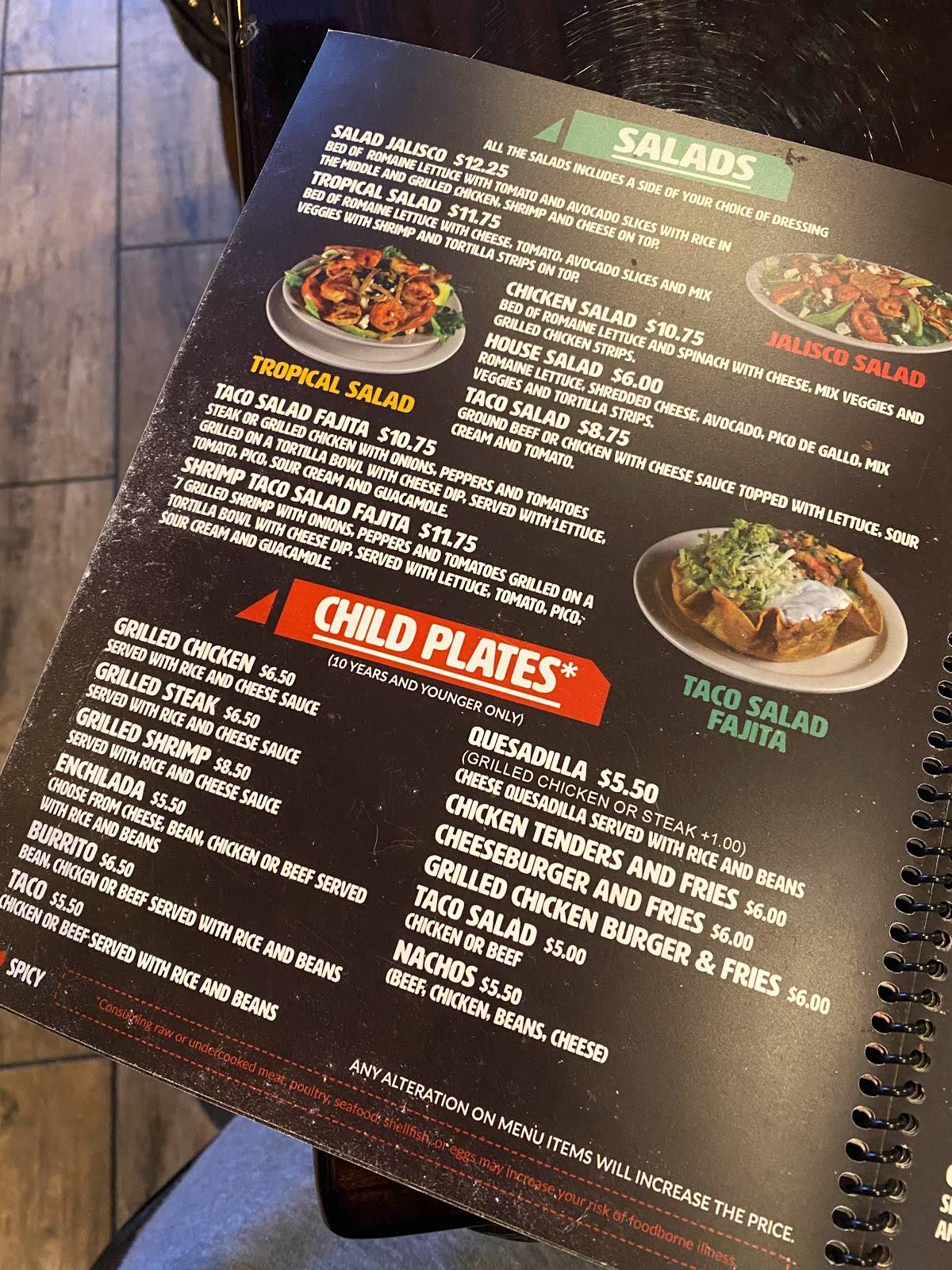Menu at Arandas Mexican Grill restaurant, Delavan