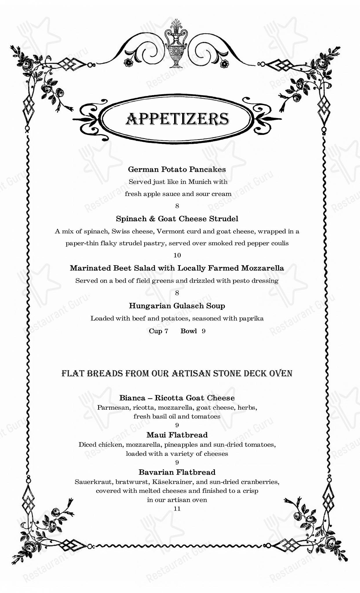 Menu at Derby Line Village Inn restaurant, Derby