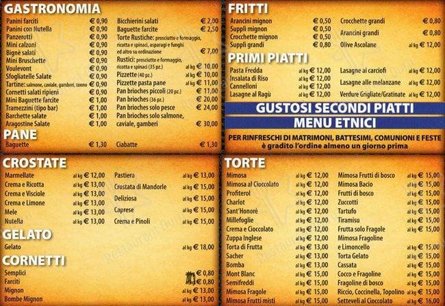 Menu da Giovanni Cecere pasticceria, Roma, Via Salisburgo 2/10