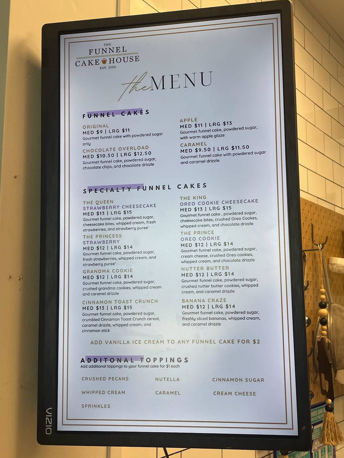 Menu at The Funnel Cake House desserts, Houston
