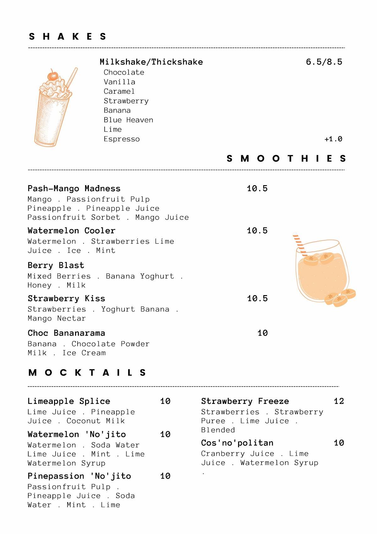 Menu at Phoenix and Co restaurant, Plenty