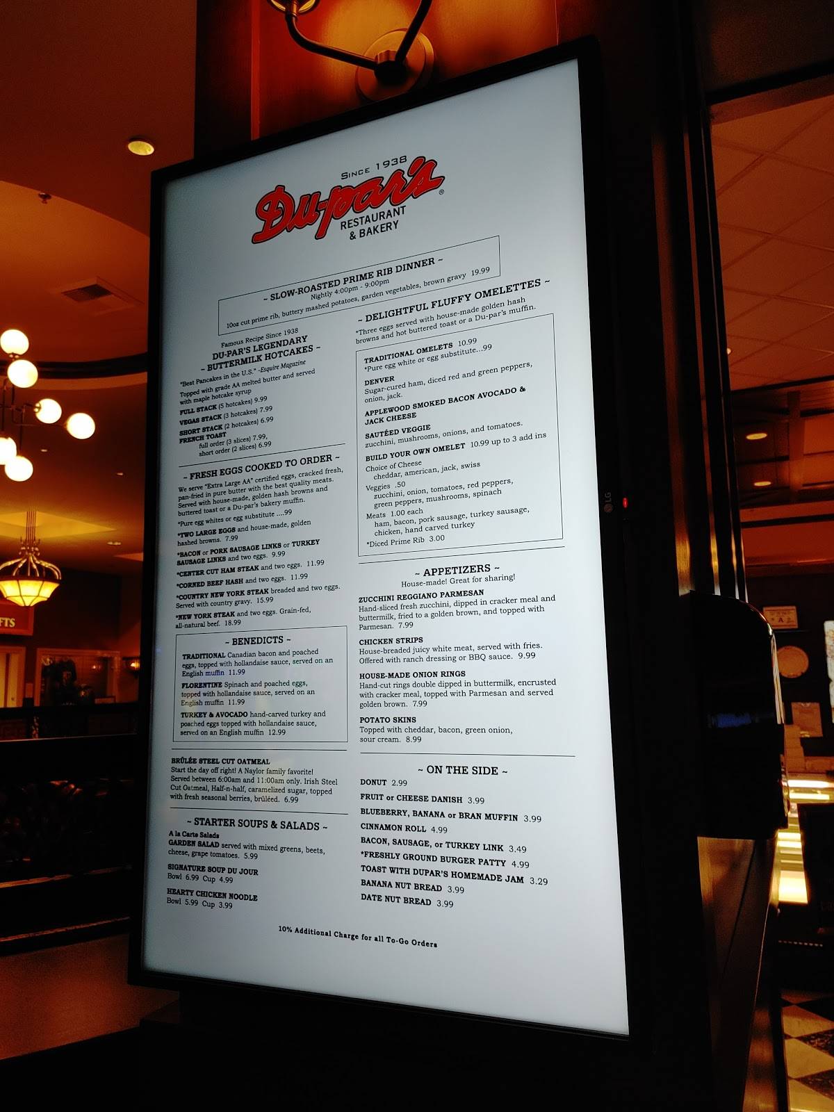 Menu at Du-par's Restaurant and Bakery, Las Vegas