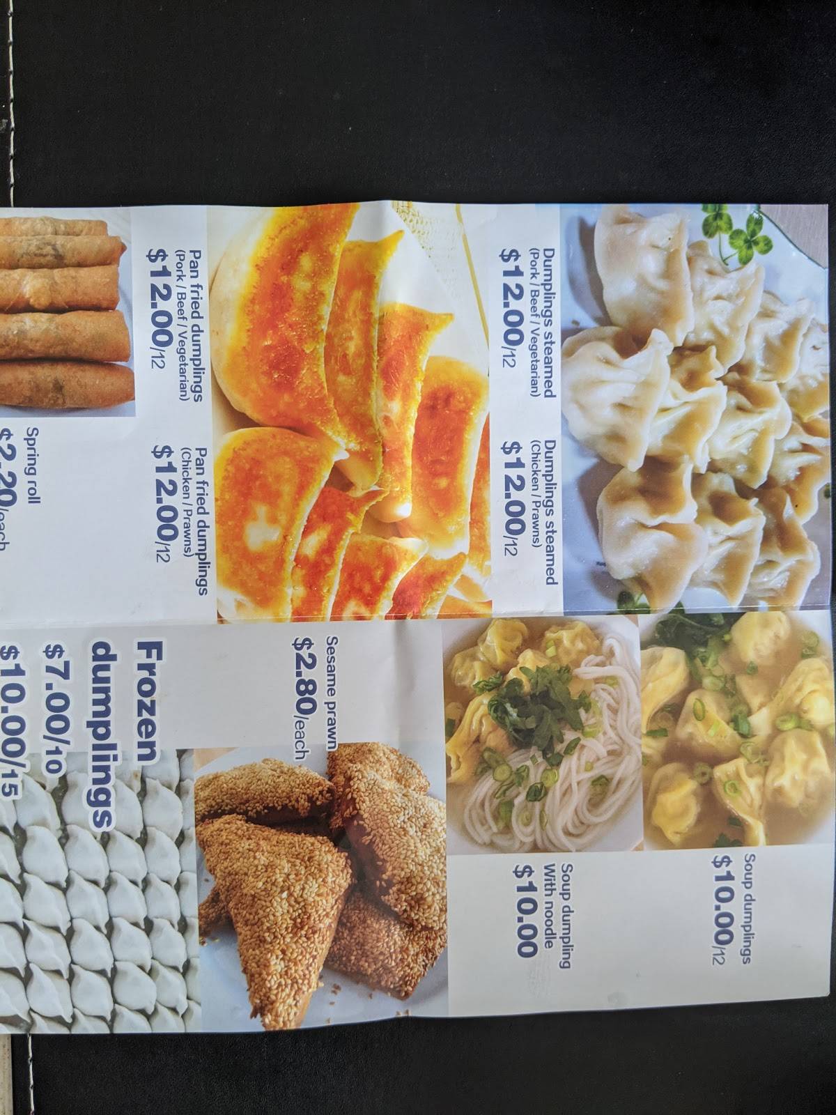 Menu at Dumpling Lin restaurant, Frankston