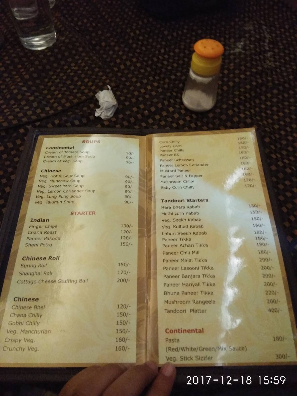 Menu at Hari Raj Pure Veg Restaurant, Durg, Civic Center