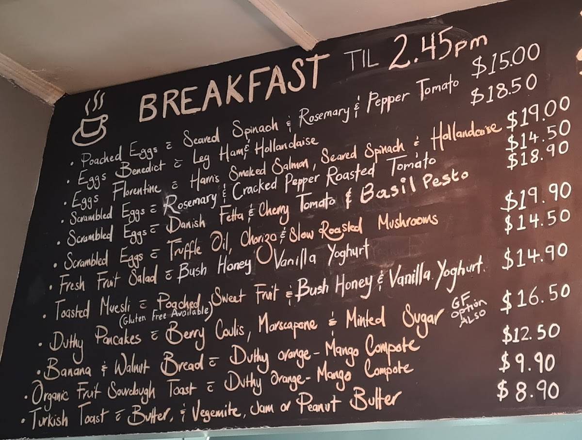 Menu at Duthy Street Deli Cafe, Unley