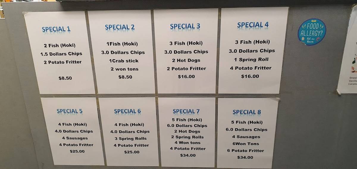 Menu at East Village Takeaway Howick restaurant, Auckland